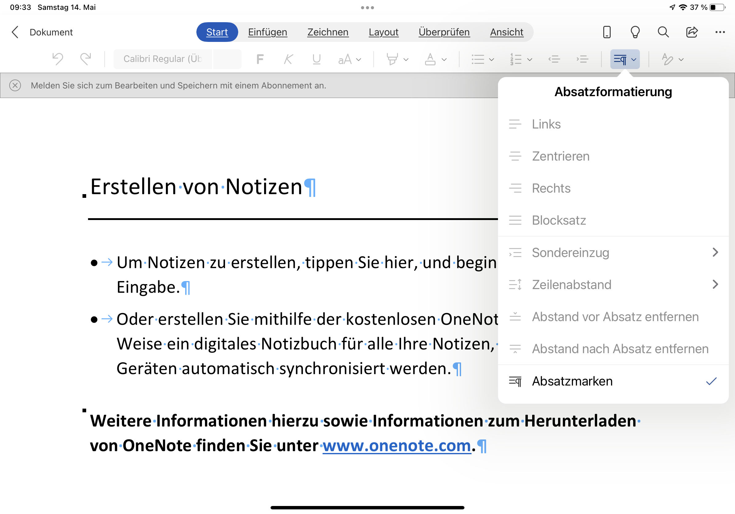 Word Auf IPad Wie Druckbaren Zeichen Steuerzeichen Im Dokument Einblenden Und Wieder 